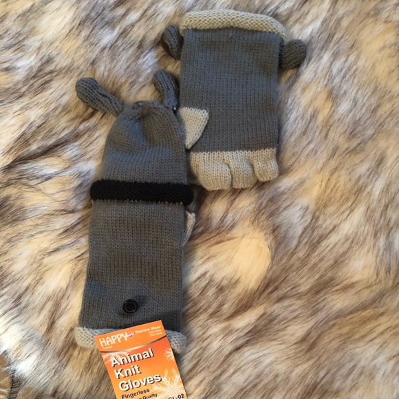 Accessories | Happy Knit Fingerless Puppy Gloves With Flap | Poshmark